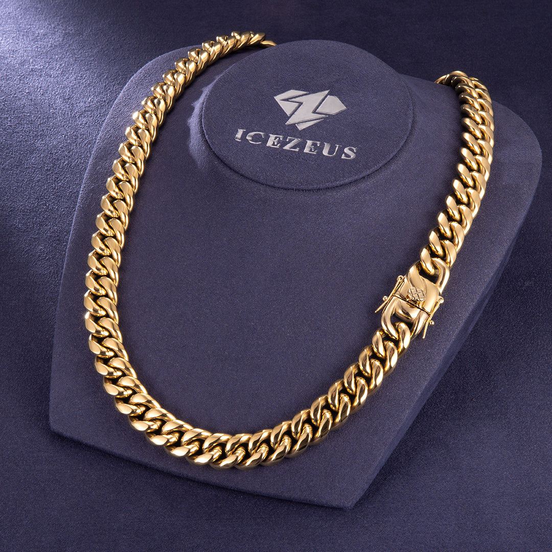 16mm Miami Cuban Link Chain in Yellow Gold – IceZeusShop