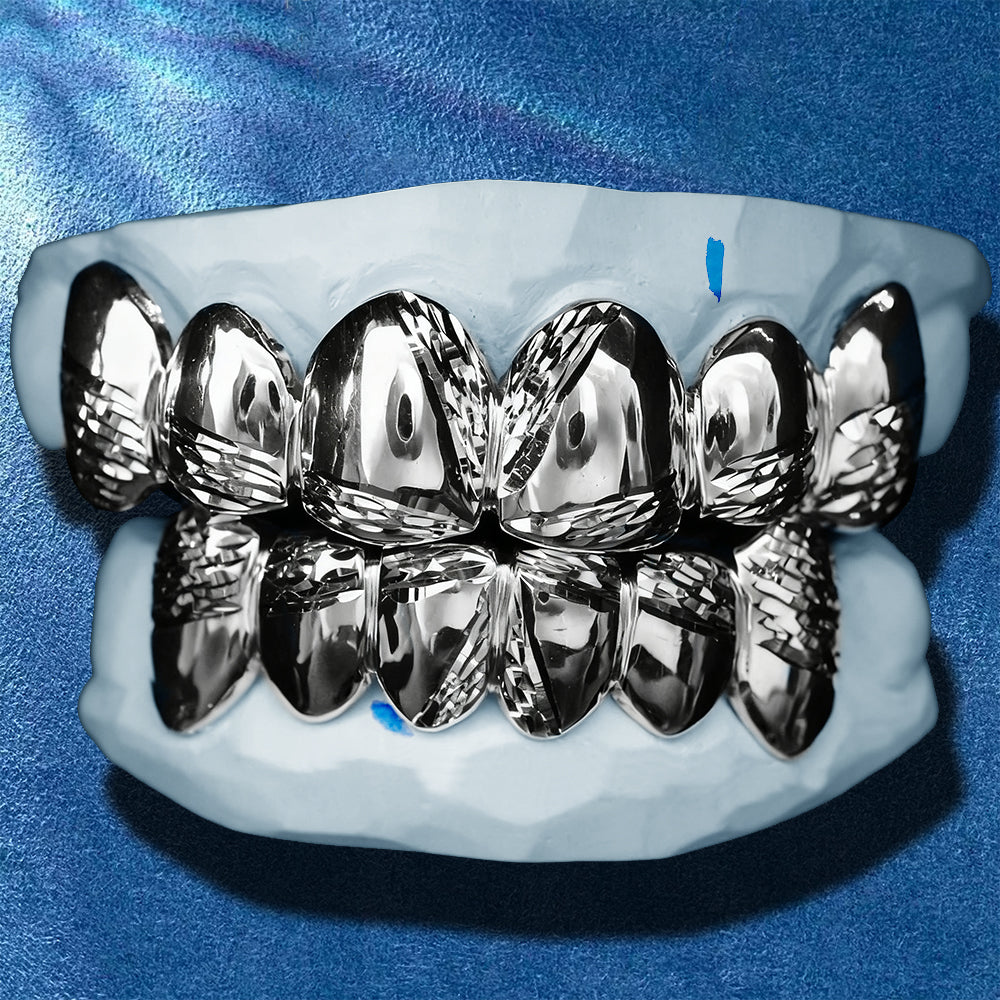 925 Silver Diamond Cut Grillz – Custom Fit Sterling Silver Teeth Jewel ...