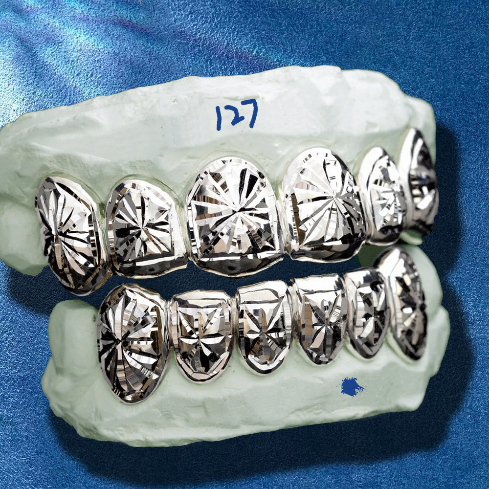 925 Sterling Silver Diamond Cut Grillz – Custom Solid Silver Teeth Jew ...