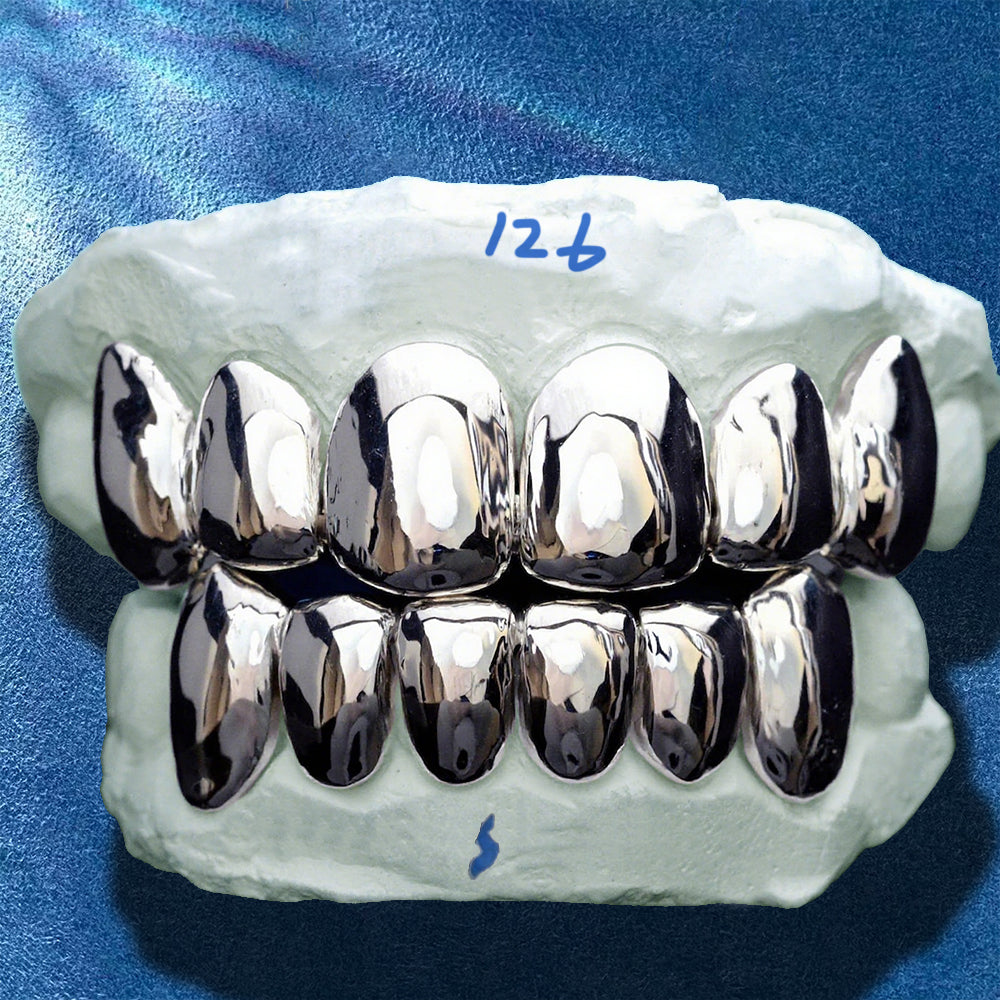 925 Sterling Silver Teeth Grillz – Custom Solid Silver Grill Top & Bot ...