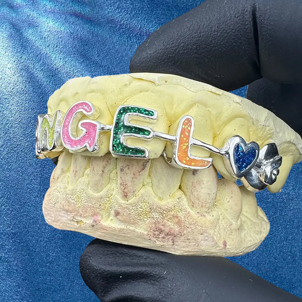 Custom Letter Grillz for Girls Sparkly Sequins & Opal Open Face Teeth ...