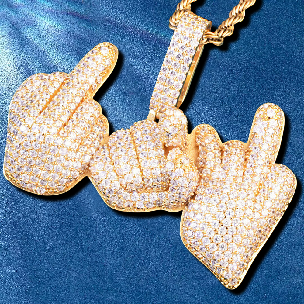 Three Middle Finger Ice Rapper Style Hip Hop Pendant – IceZeusShop