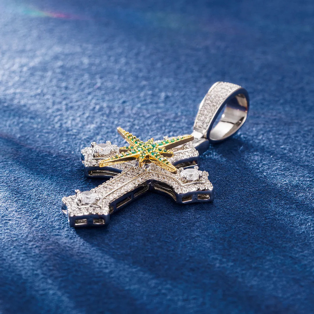 Spinning North Star Cross Pendant – IceZeusShop
