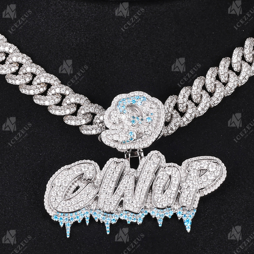 Custom Iced Out Spray Bail Drop Water Letter Pendant – IceZeusShop