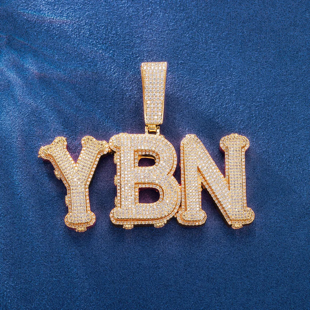 Custom Name Iced Out Heart Side Letter Pendant Rapper Hip Hop Jewelry ...