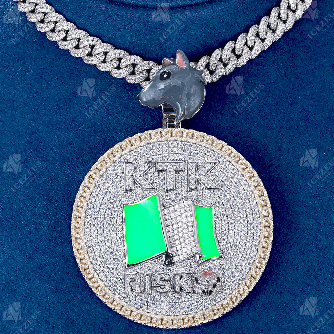 Custom Enamel Animal Bail Iced Out Letter Round Name Pendant – IceZeusShop