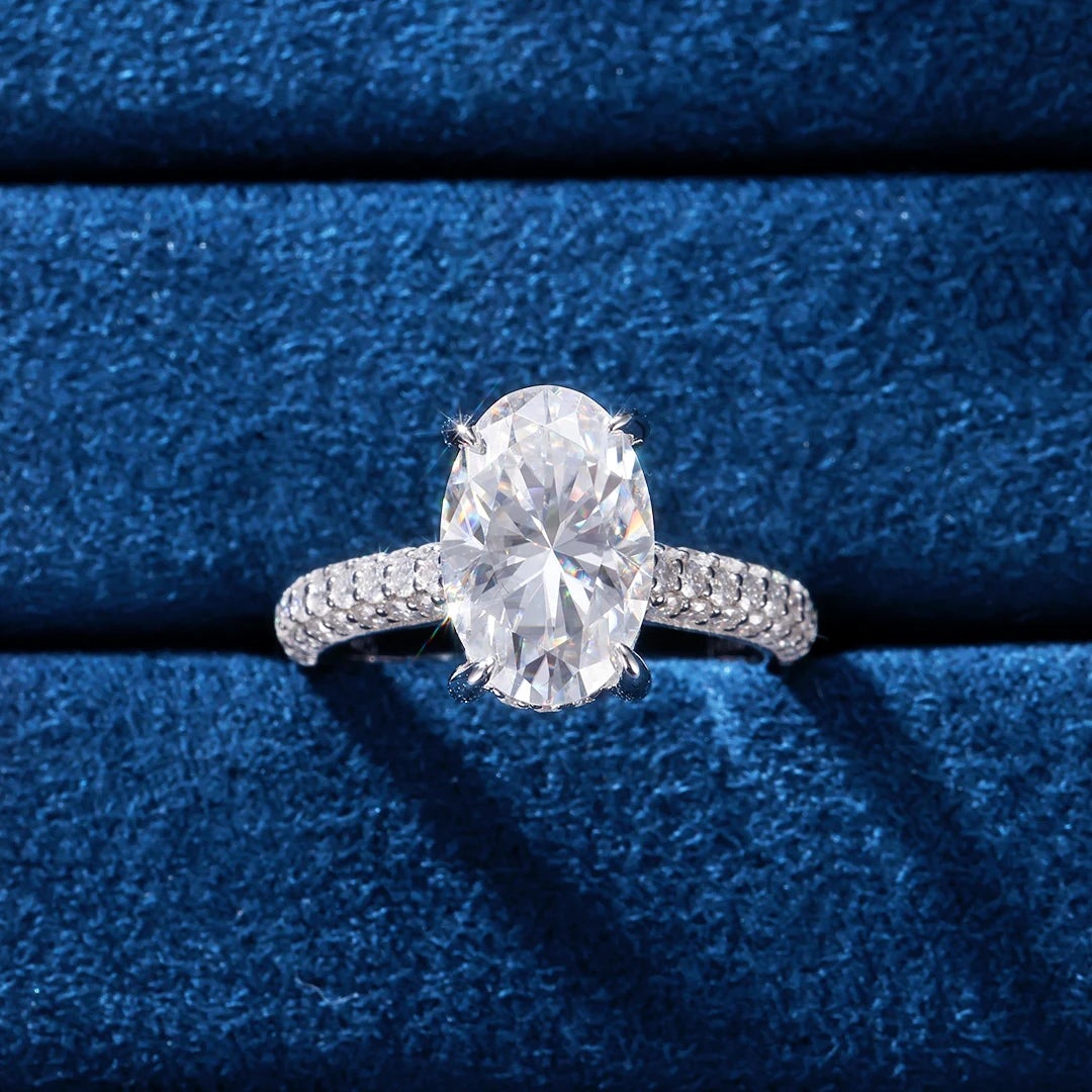 Moissanite Oval Cut Hidden Halo Engagement Ring – IceZeusShop