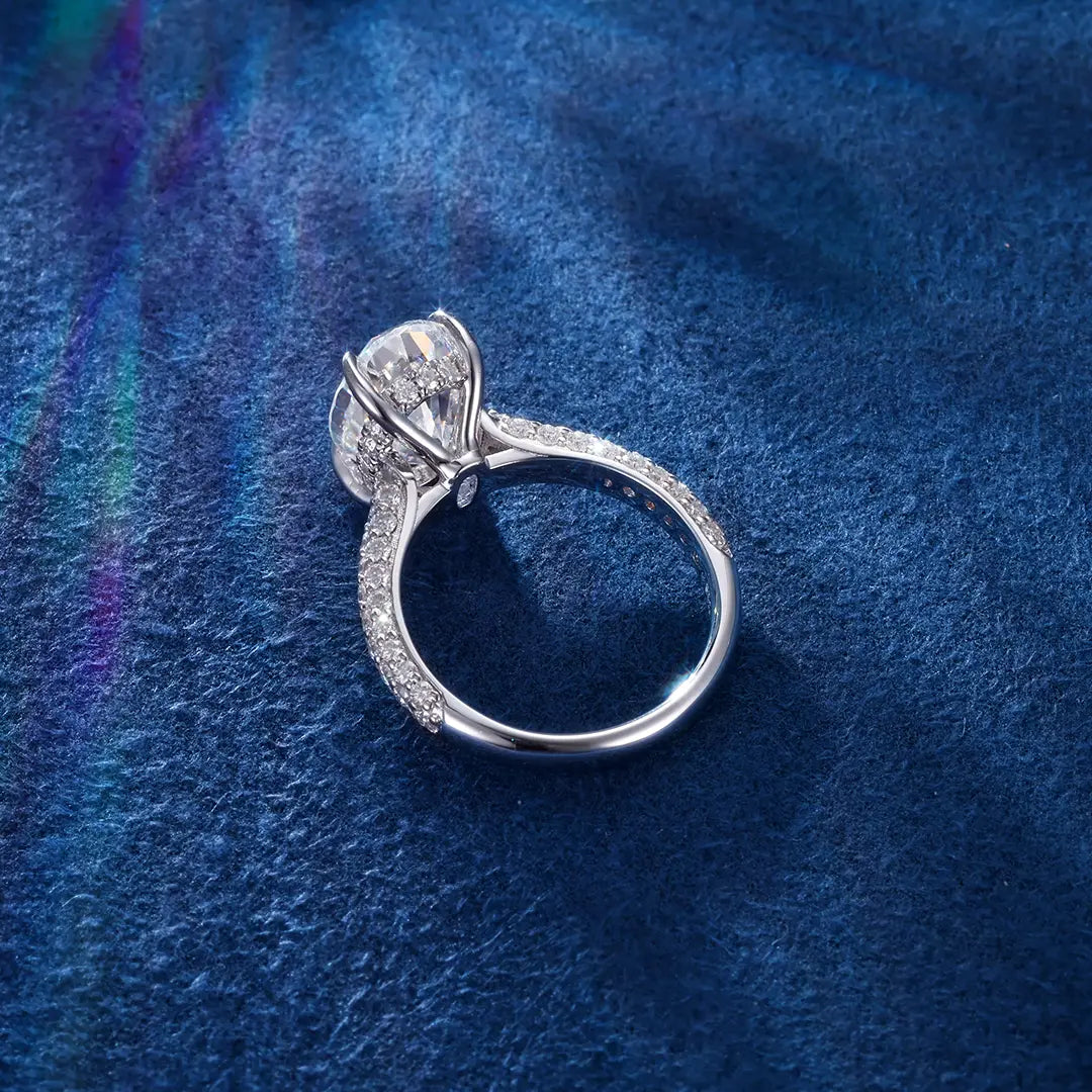 Moissanite Oval Cut Hidden Halo Engagement Ring – IceZeusShop