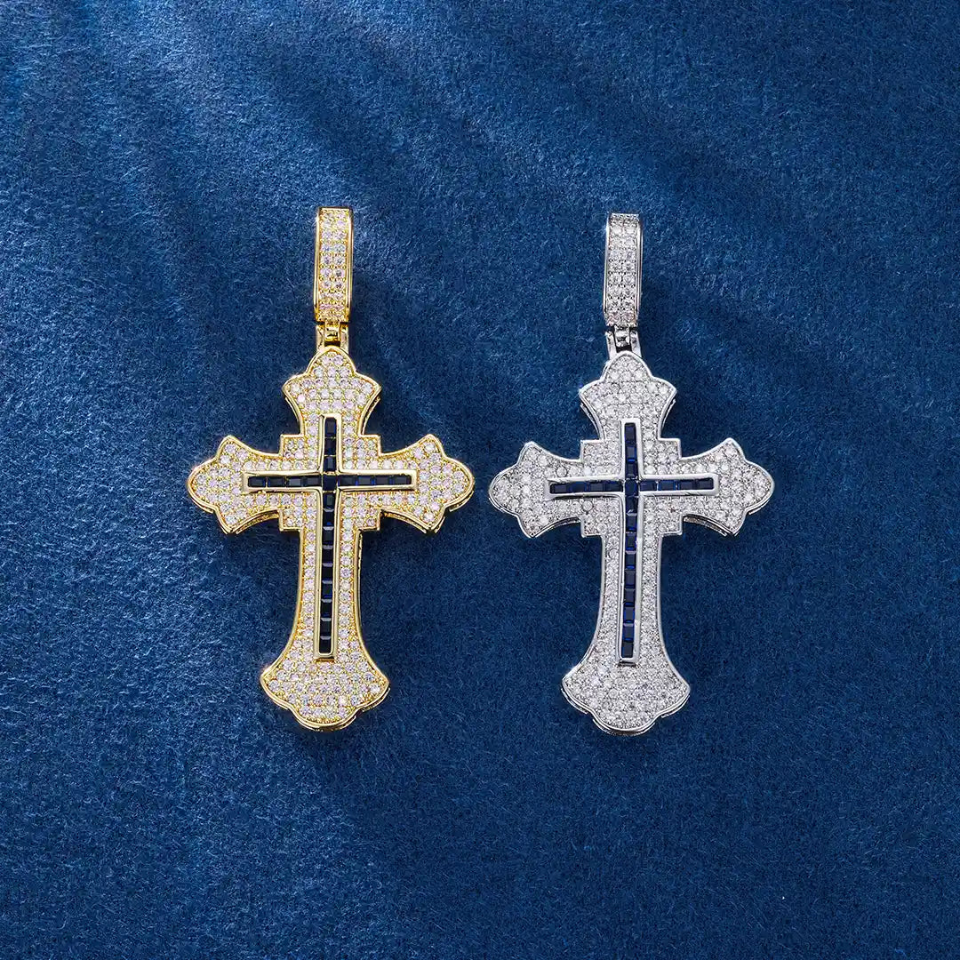 Two Tone Clustered Cross Pendant – IceZeusShop
